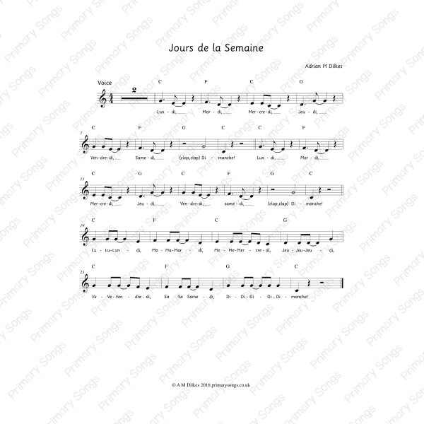 Jours de la Semaine (Days of the Week) - Primary Songs